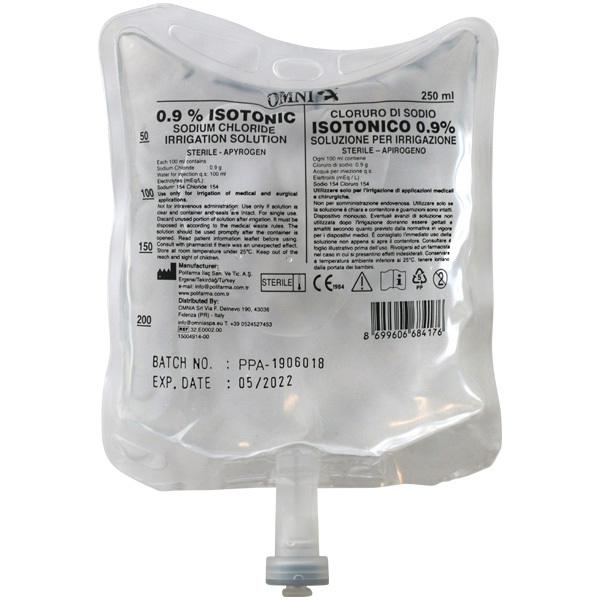 Natriumklorid 0,9% sterilt saltvand pose 250ml